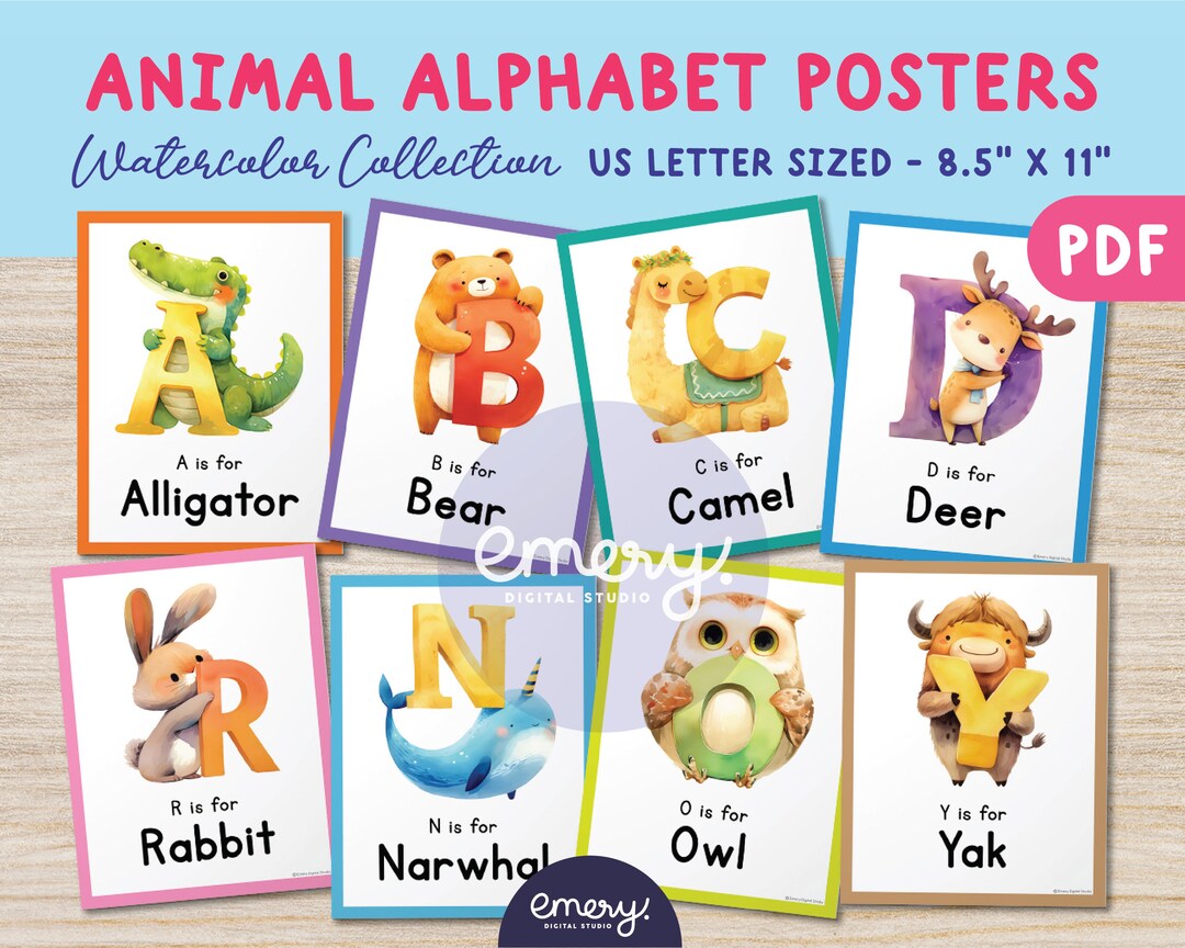 Animal Alphabet Posters for Classroom Decor, ABC Picture Wall Posters ...
