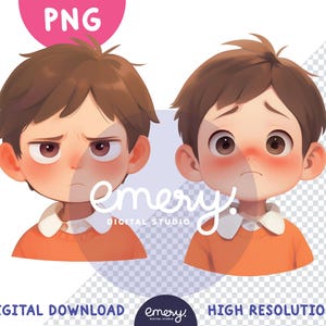 Cute Little Boy With Different Emotions, PNG Clip Art, Watercolor Kids ...