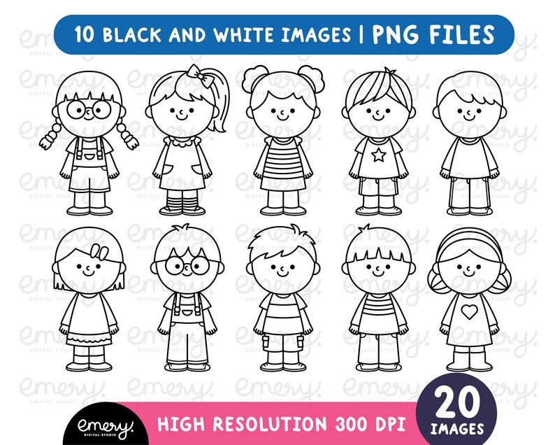 Kids Standing Clip Art PNG, Cute Student Clipart, Cartoon Kids Clipart ...