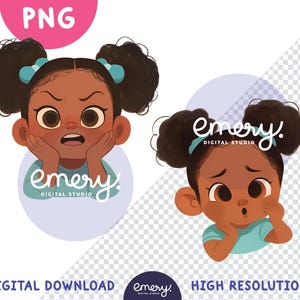 Watercolor African Girl Clipart, Emotions PNG Set (digital Download) - Etsy