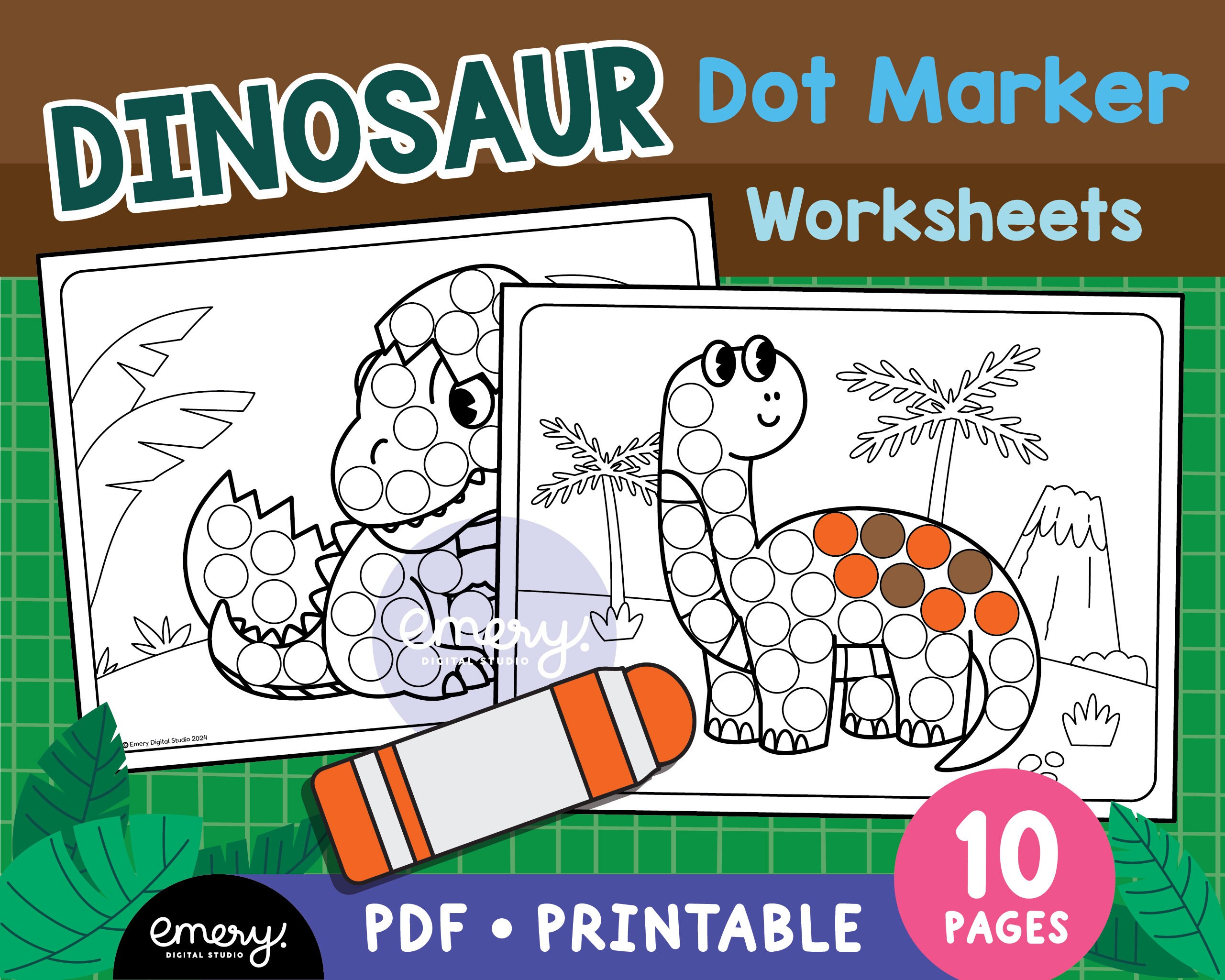 Dinosaur Dot Marker Worksheets, Dot Painting, Do-a-dot Worksheets for ...