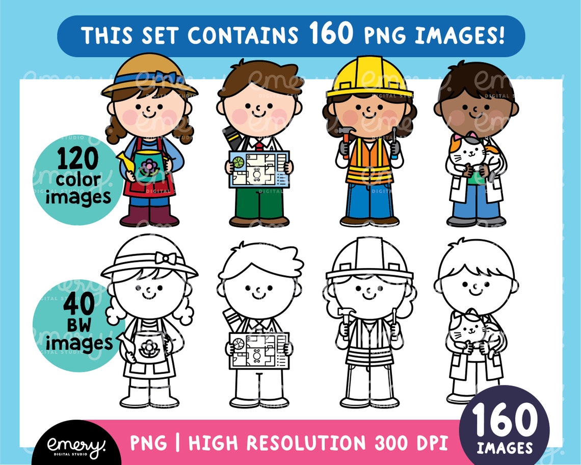 Community Helpers Clipart, Careers Kids PNG (digital Download) - Etsy