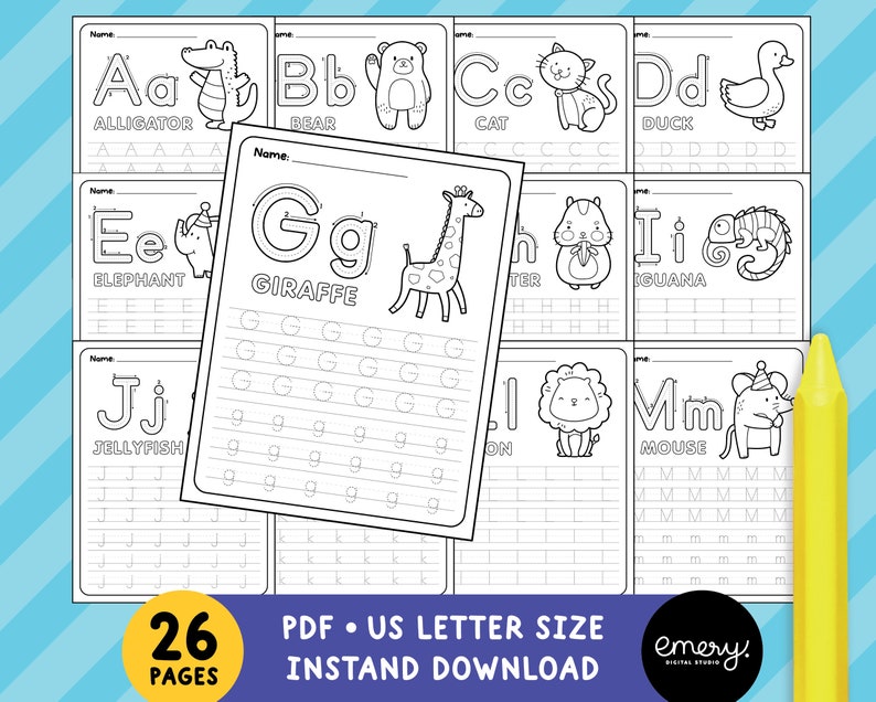 Alphabet Tracing Worksheets, Animals, Handwriting Practice Worksheets ...
