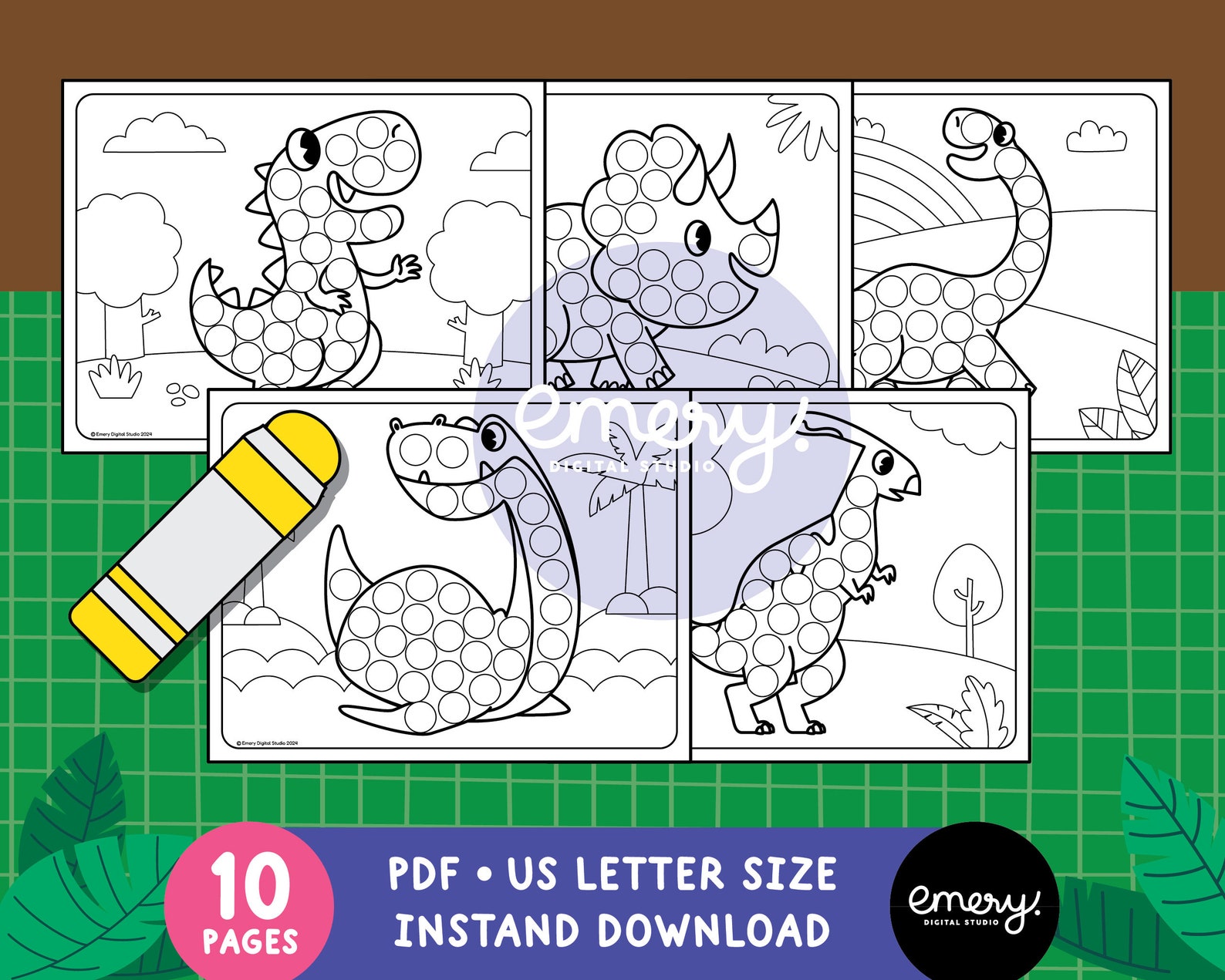 Dinosaur Dot Marker Worksheets, Dot Painting, Do-a-dot Worksheets for ...