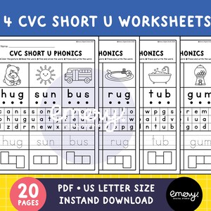 CVC Phonics Worksheets, CVC Words Activity for Kindergarten, Printable ...