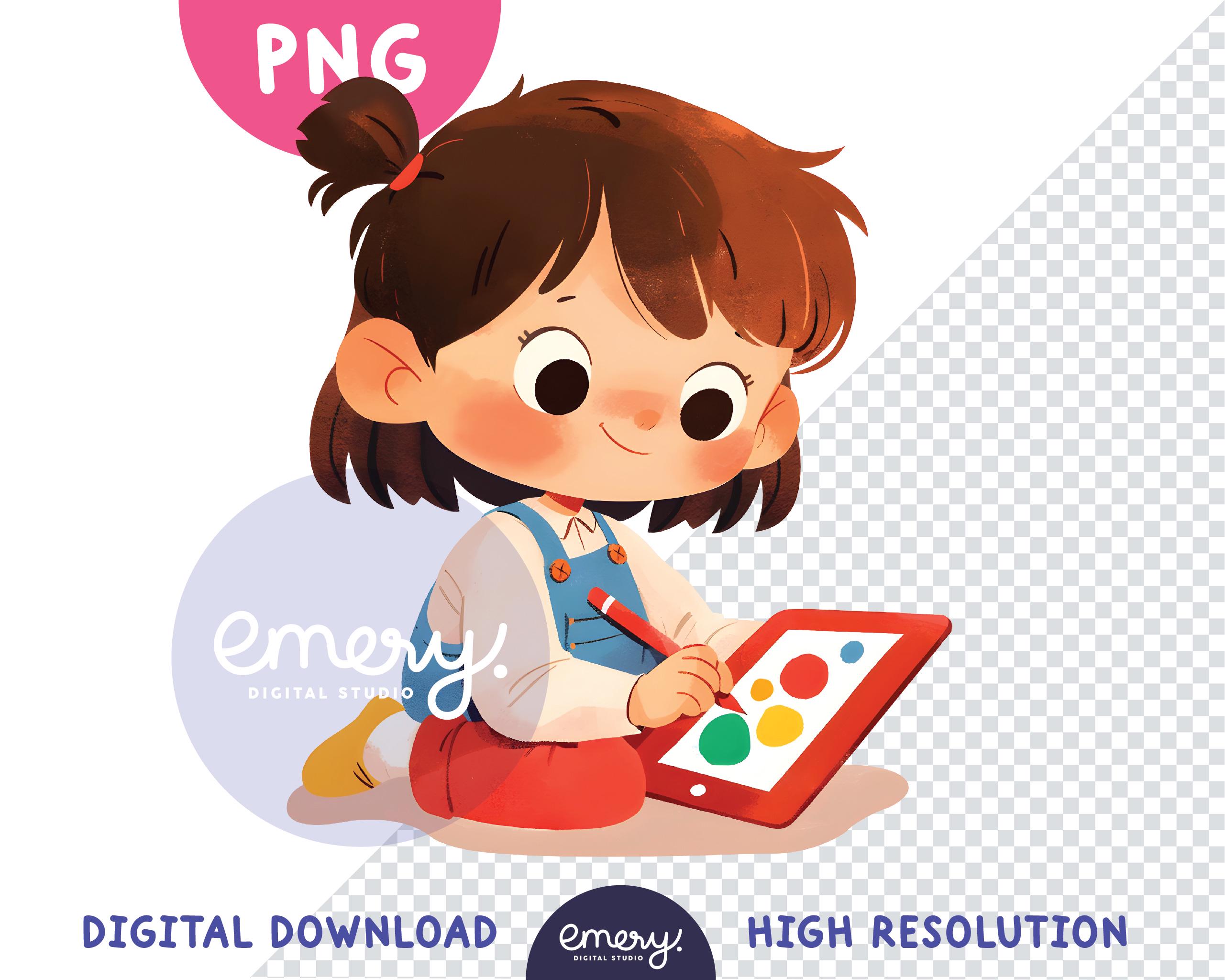 Cute Girl Daily Routine Clipart – PNG Illustrations of Kids’ Activities ...