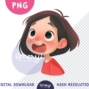 Cute Little Girl With Different Emotions, PNG Clip Art, Kids Emotion ...