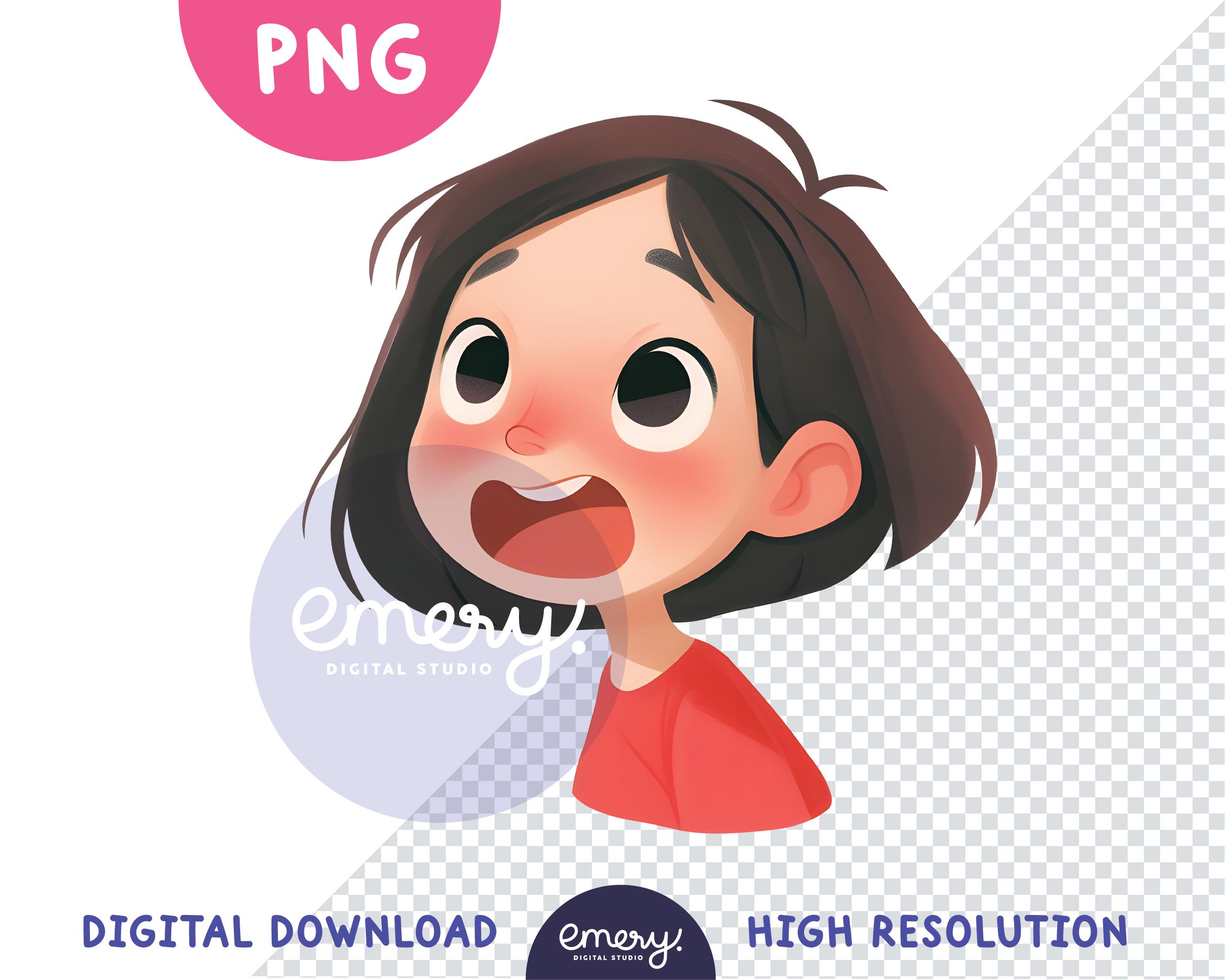 Cute Little Girl With Different Emotions, PNG Clip Art, Kids Emotion ...
