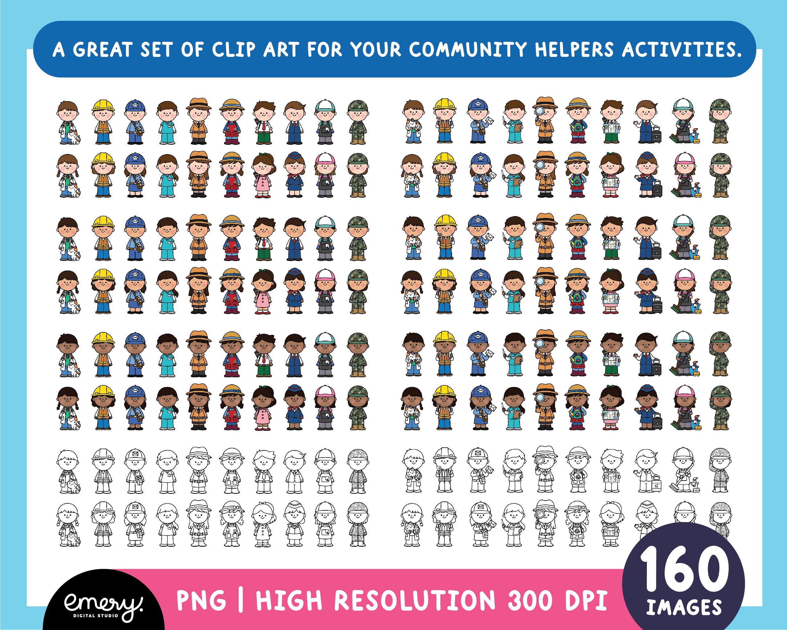 Community Helpers Clip Art Set 2 PNG Files, Occupations Clip Art, Jobs ...
