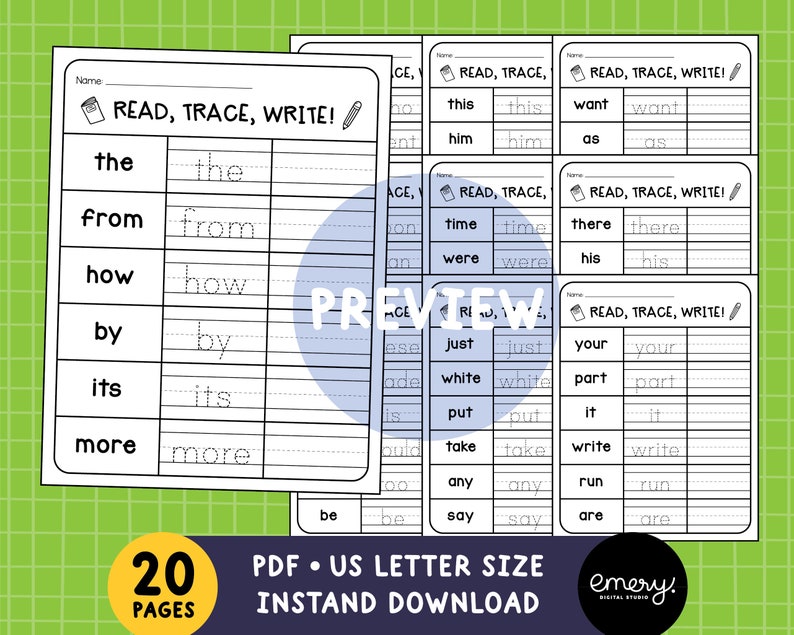 120 Sight Word Worksheets, Read Trace and Write Sight Words ...