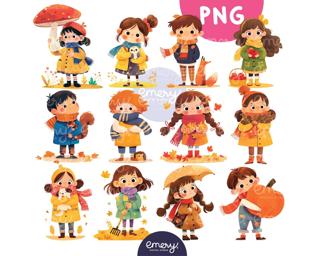 Kids Autumn Clipart, Cute Kids Autumn, Fall Clipart, Cute Kids PNG ...