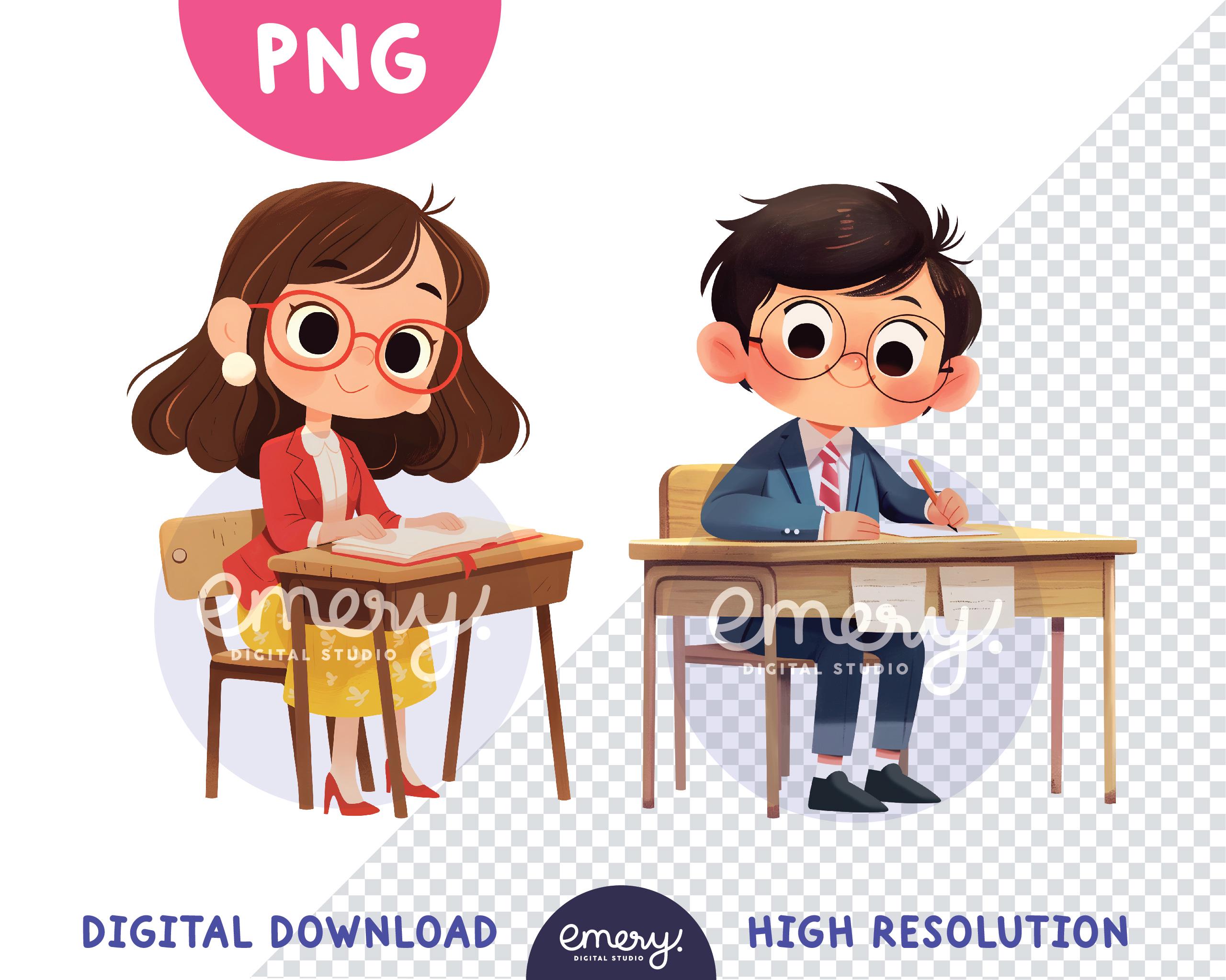 Cute Teacher Clipart PNG Set – Back to School Resources (digital ...