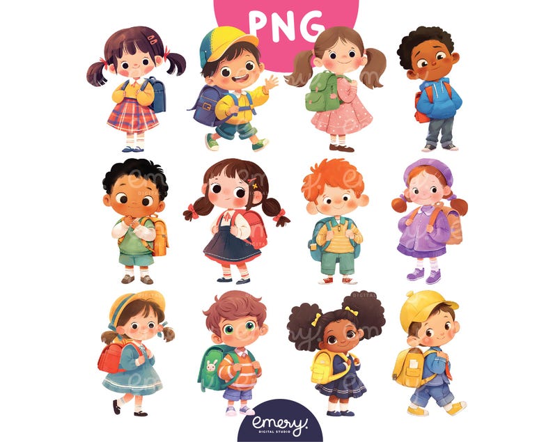 Kids With Backpack Clipart, Kindergarten Kids, Cute Kid Backpacks, Cute ...