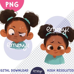Watercolor African Girl Clipart, Emotions PNG Set (digital Download) - Etsy
