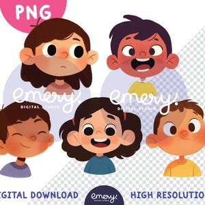 Collection of Cartoon Kids Clipart, Cute Kid With Different Emotions ...