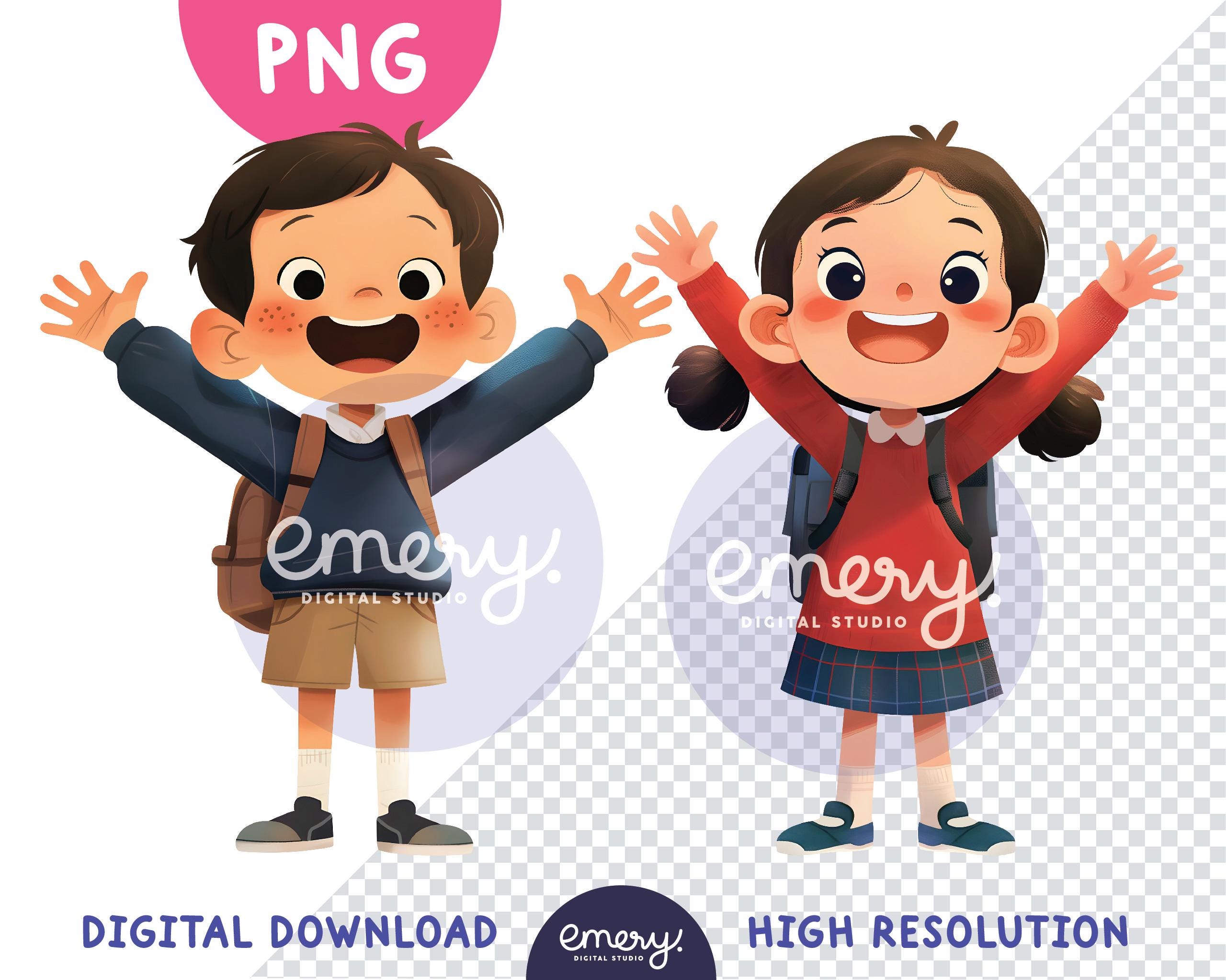 Back to School Kids Clipart – Cute Student Sidekicks PNG Set for ...