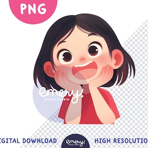 Cute Little Girl With Different Emotions, PNG Clip Art, Kids Emotion ...