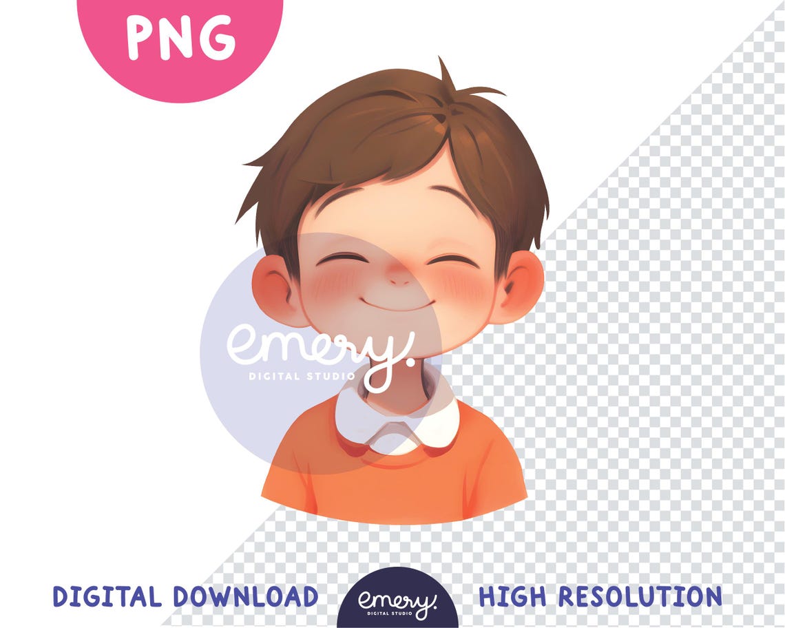 Cute Little Boy With Different Emotions, PNG Clip Art, Watercolor Kids ...
