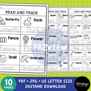 Word Tracing Worksheets, Reading and Spelling Practice (PDF & JPEG) - Etsy