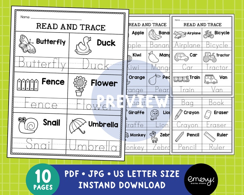 Word Tracing Worksheets, Reading and Tracing Practice, Trace the Words ...
