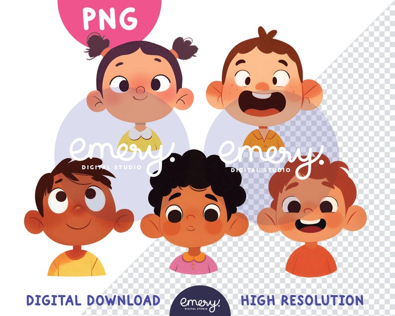 Collection of Cartoon Kids Clipart, Cute Kid With Different Emotions ...