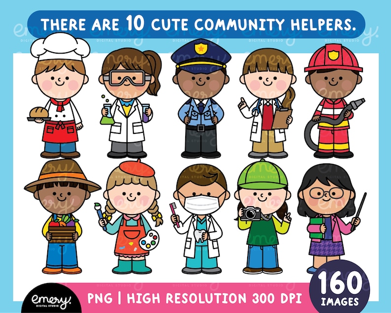 Community Helpers Clip Art Set 1 PNG Files, Occupations Clip Art, Jobs ...