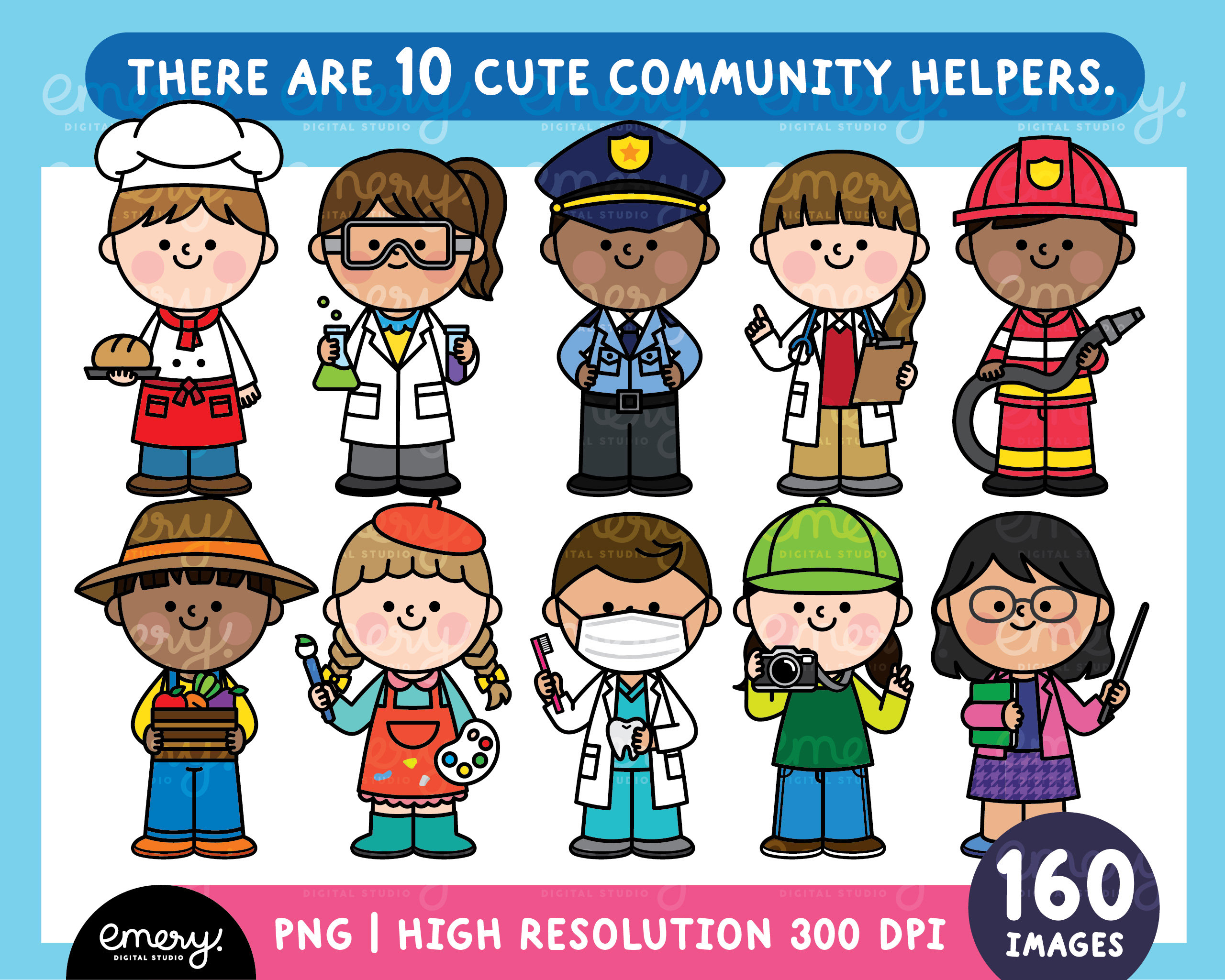 Community Helpers Clip Art Set 1 PNG Files, Occupations Clip Art, Jobs ...