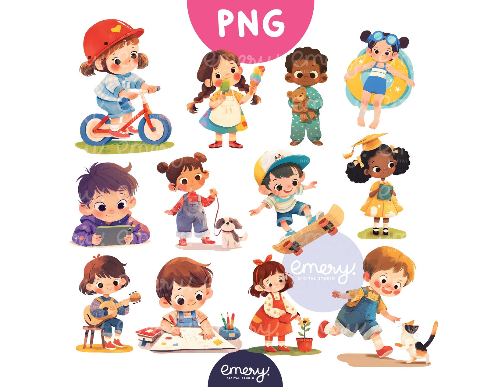 Cartoon Kids Activities, Kids Daily Activities, Cute Kids Illustration ...