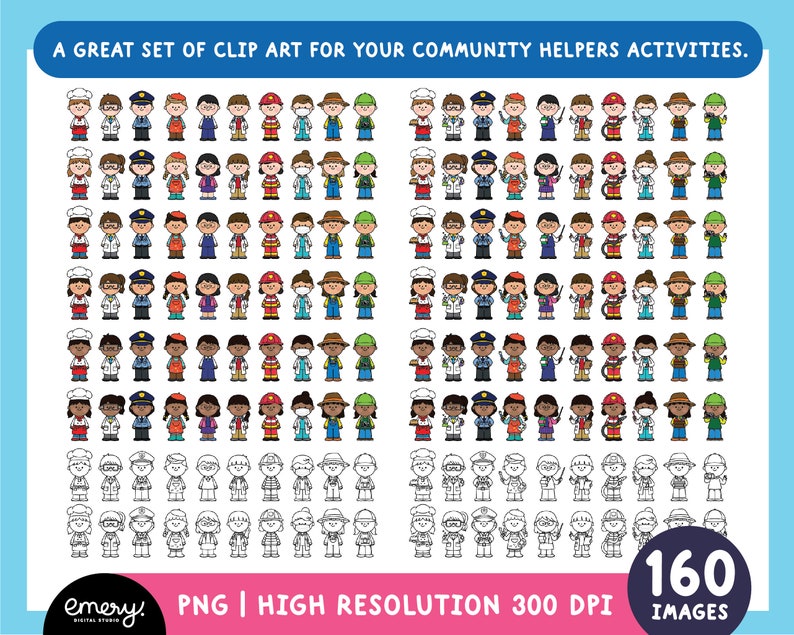 Community Helpers Clip Art, Occupations Graphics (PNG Files) - Etsy