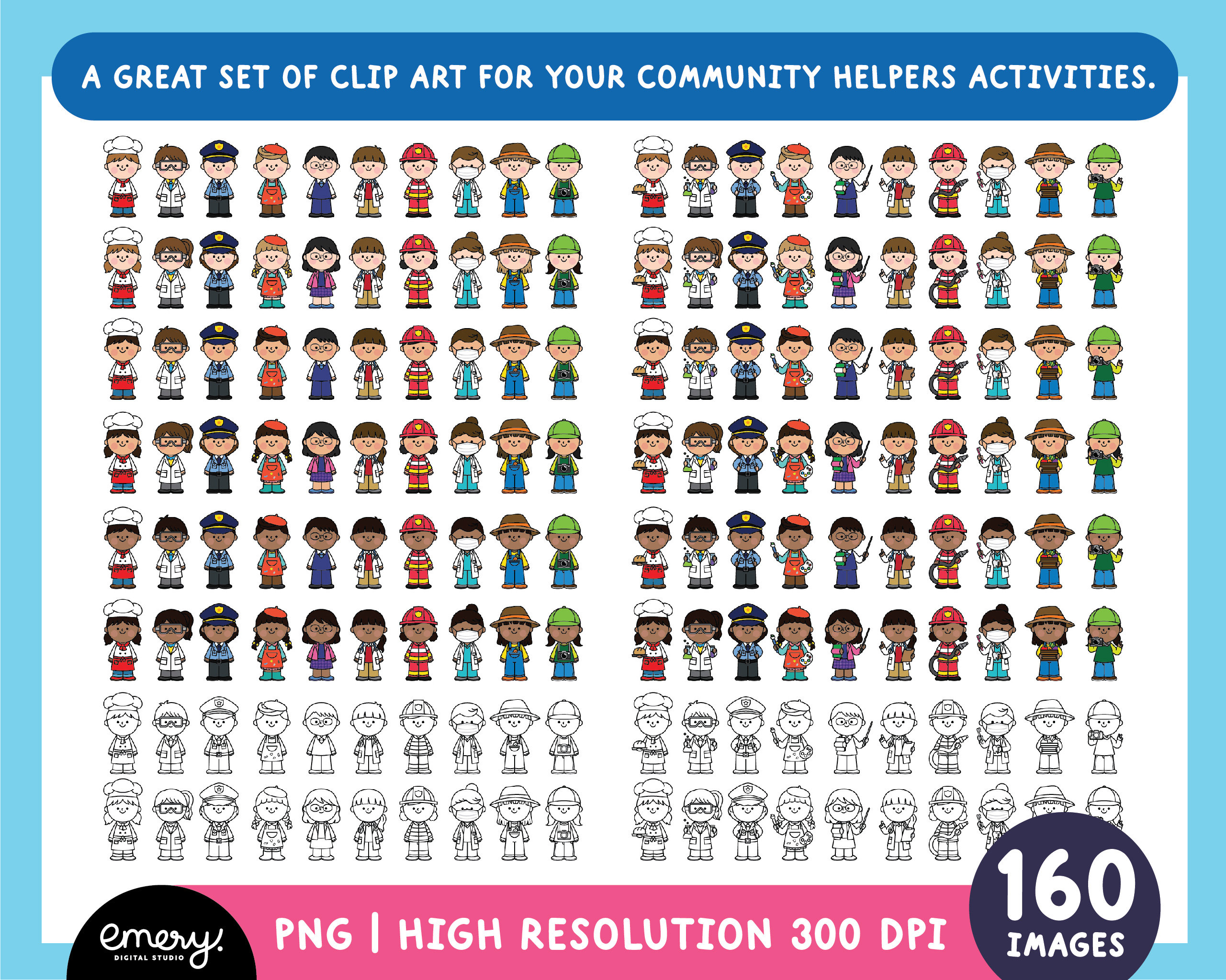 Community Helpers Clip Art Set 1 PNG Files, Occupations Clip Art, Jobs ...