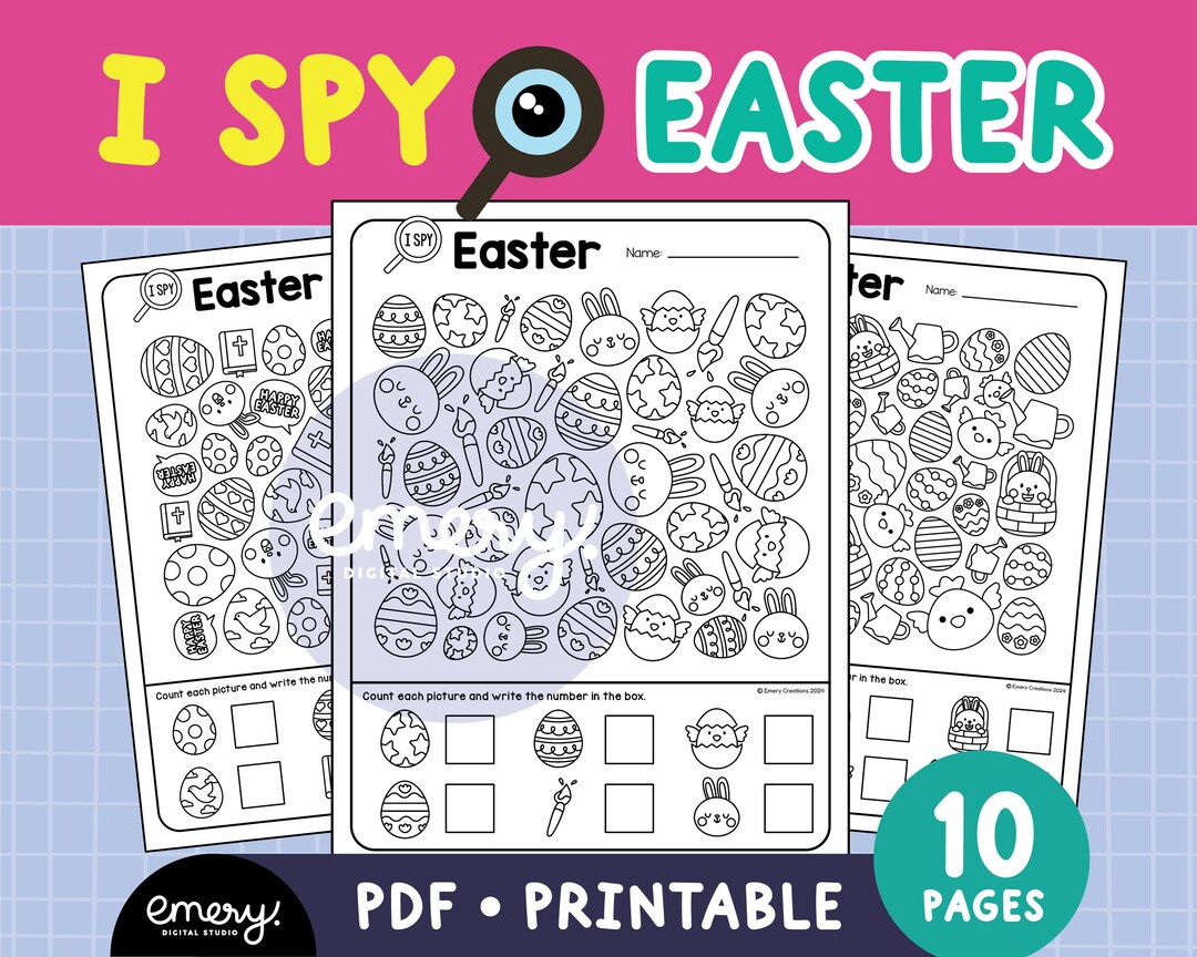 I Spy Easter Activity for Kids, Find and Count Worksheets, I Spy ...