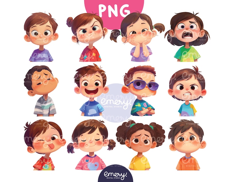 Kids Emotions Clipart – Emotional Expressions PNG, Feelings Faces ...