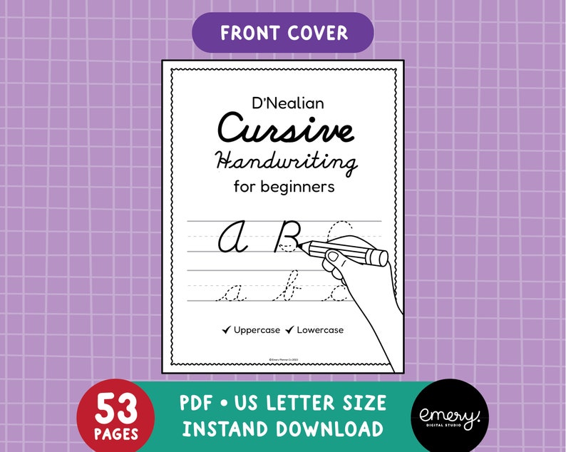 Cursive Handwriting Practice Worksheet for Beginners, D'nealian Cursive Alphabet Tracing ...