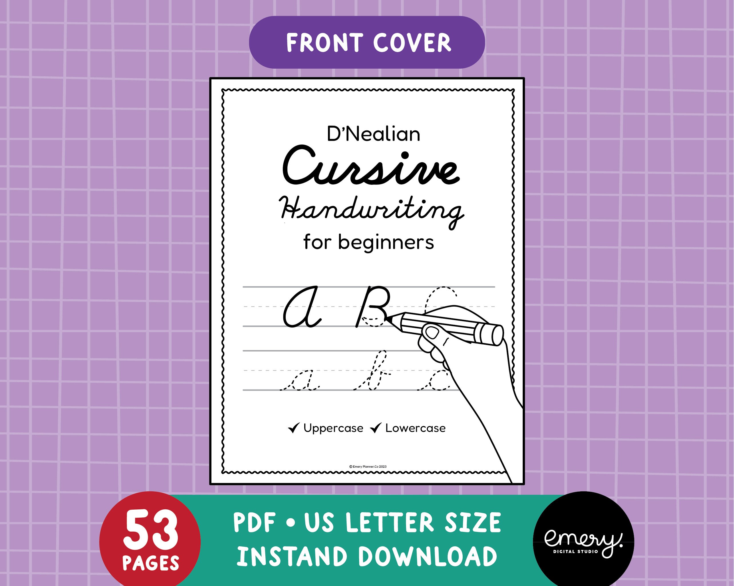 Cursive Handwriting Practice Worksheet for Beginners, Cursive Alphabet ...