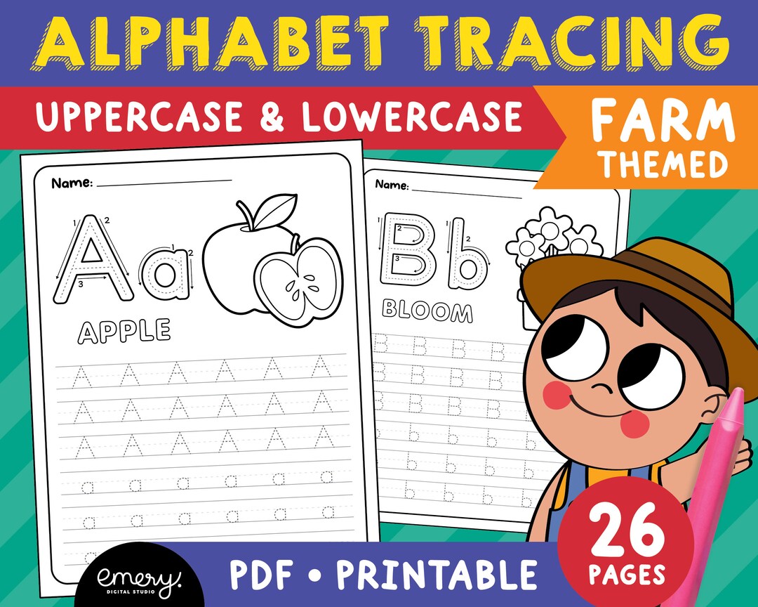 Alphabet Tracing Worksheets, Farm, Handwriting Practice Worksheets for ...