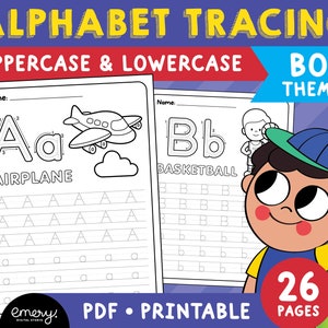 Alphabet Tracing Worksheets, Boy Themed, Handwriting Practice ...