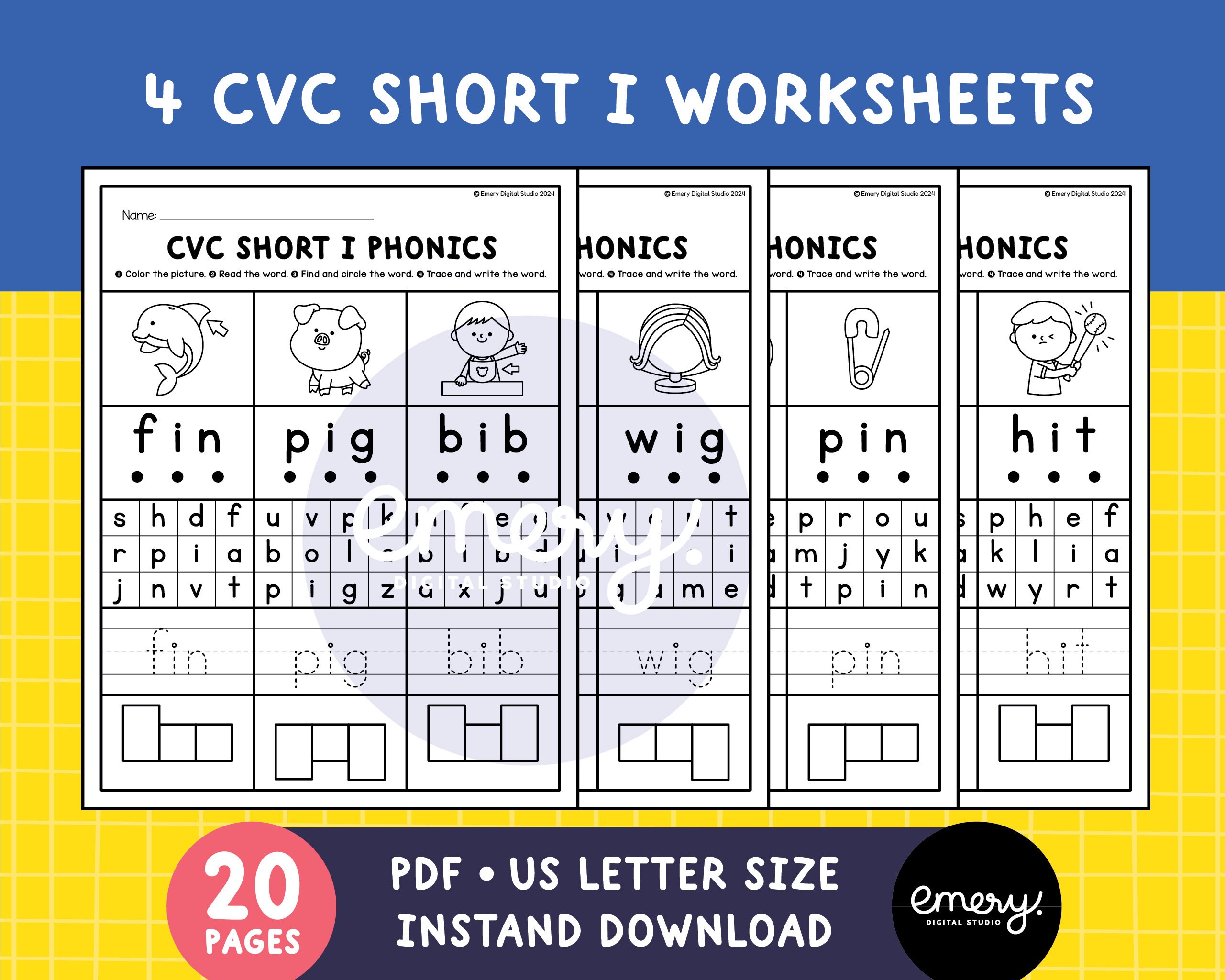 CVC Phonics Worksheets, CVC Words Activity for Kindergarten, Printable ...
