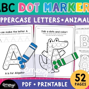 A-Z Animal Dot Marker Worksheets, Letter Tracing, ABC Dot Markers for ...