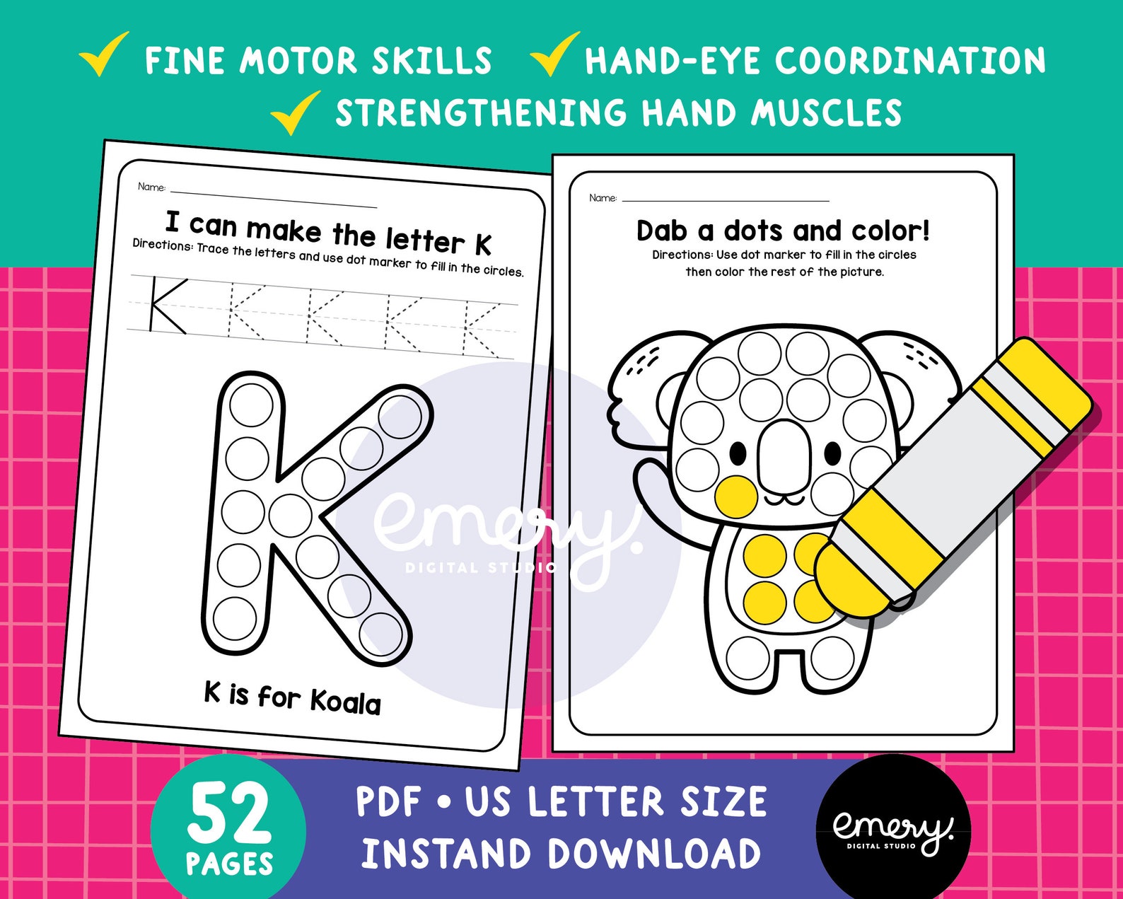 A-Z Animal Dot Marker Worksheets, Letter Tracing, ABC Dot Markers for ...