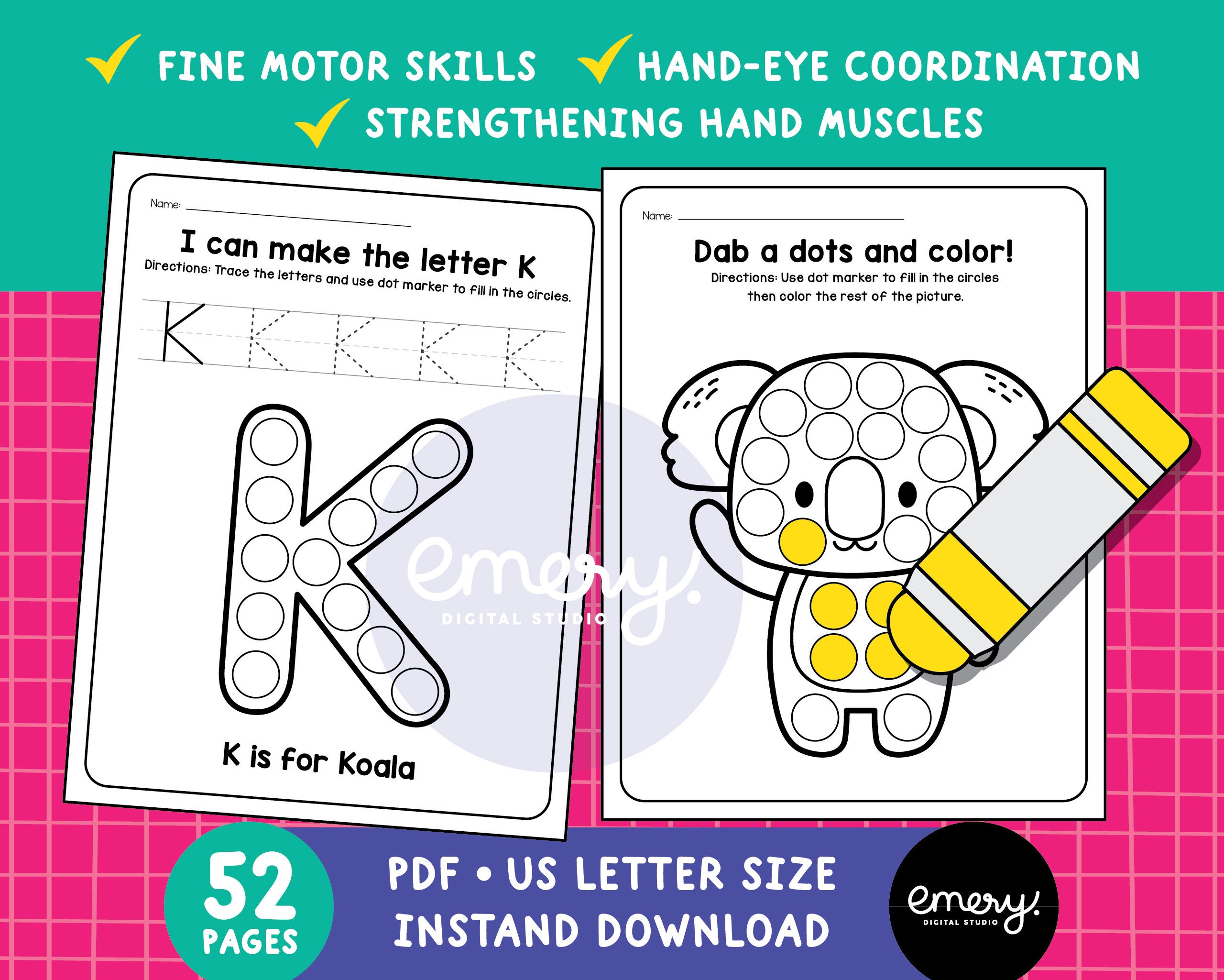 A-Z Animal Dot Marker Worksheets, Letter Tracing, ABC Dot Markers for ...