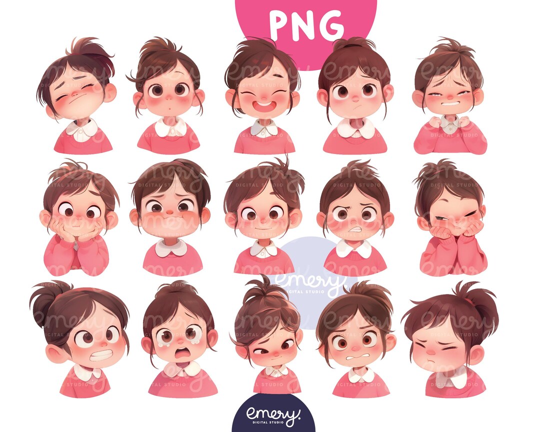 Cute Kid With Different Emotions, PNG Clip Art, Kids Emotion Clip Art ...
