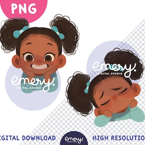 Watercolor African Girl Clipart, Emotions PNG Set (digital Download) - Etsy