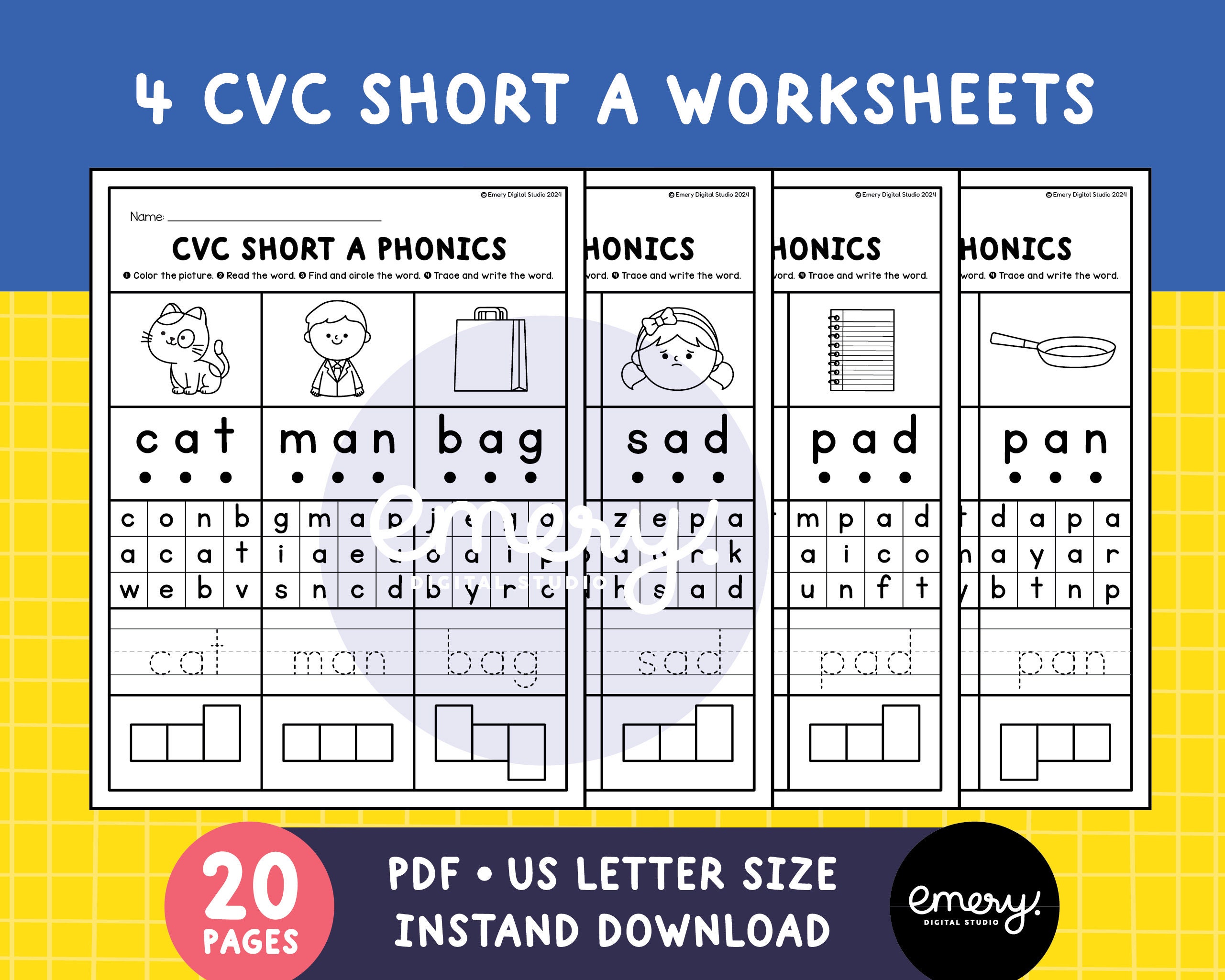 CVC Phonics Worksheets, CVC Words Activity for Kindergarten, Printable ...