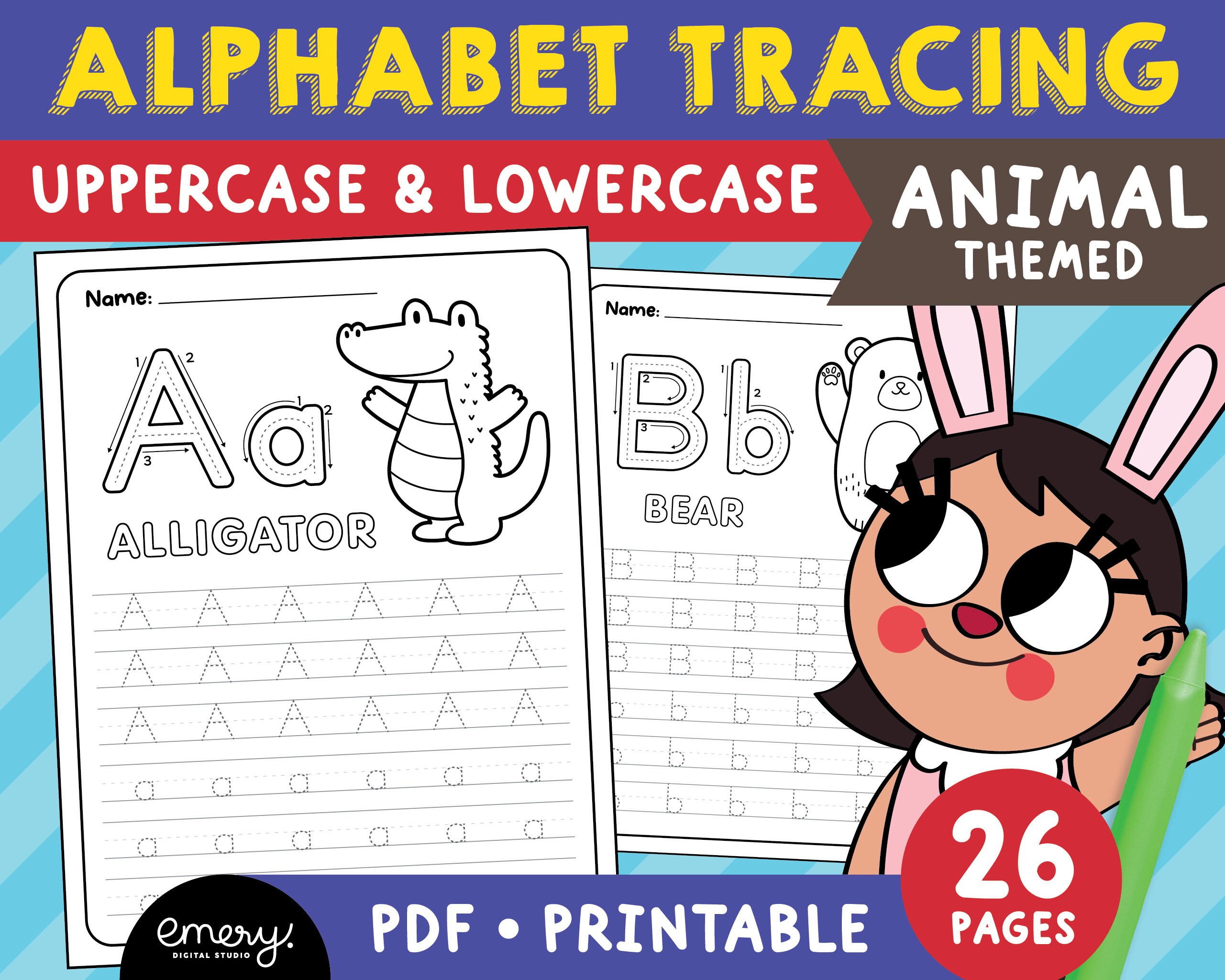 Alphabet Tracing Worksheets, Animals, Handwriting Practice Worksheets ...