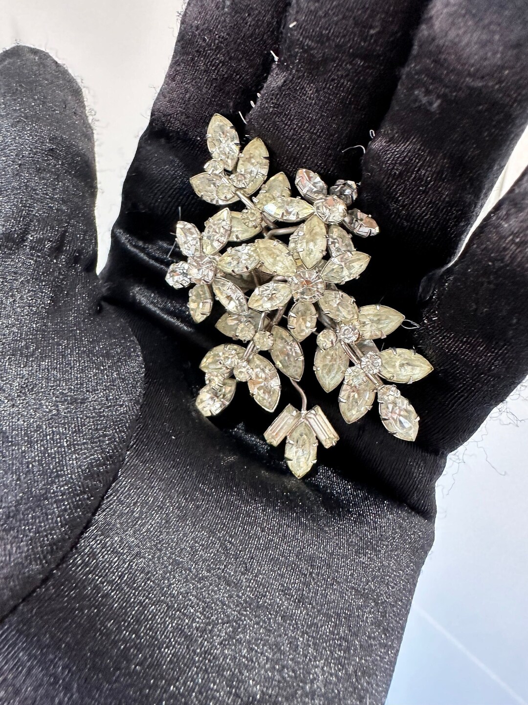 Rare Donald Simpson/jewel Crest, Blossom Floral Spray, Clear Brooch ...