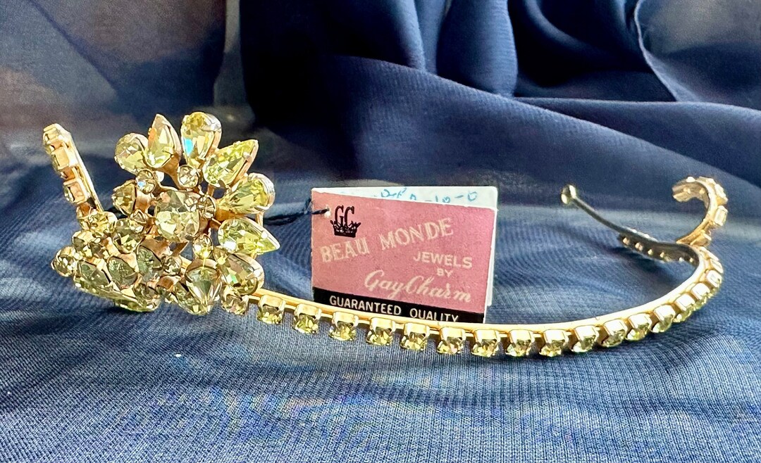 Rare Donald Simpson/gay Charm Gold Plated, Tiara With Lemon Yellow ...