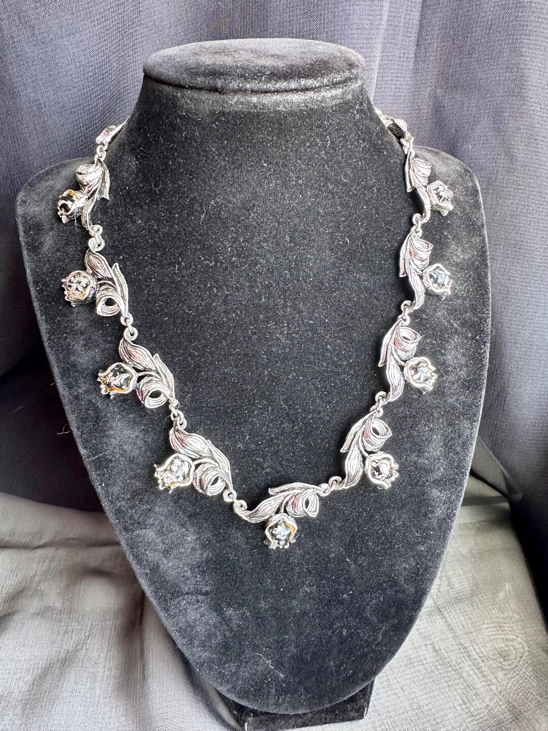 Vintage 1960's | Signed Gay Charm Silver Tone Floral Necklace | Donald ...