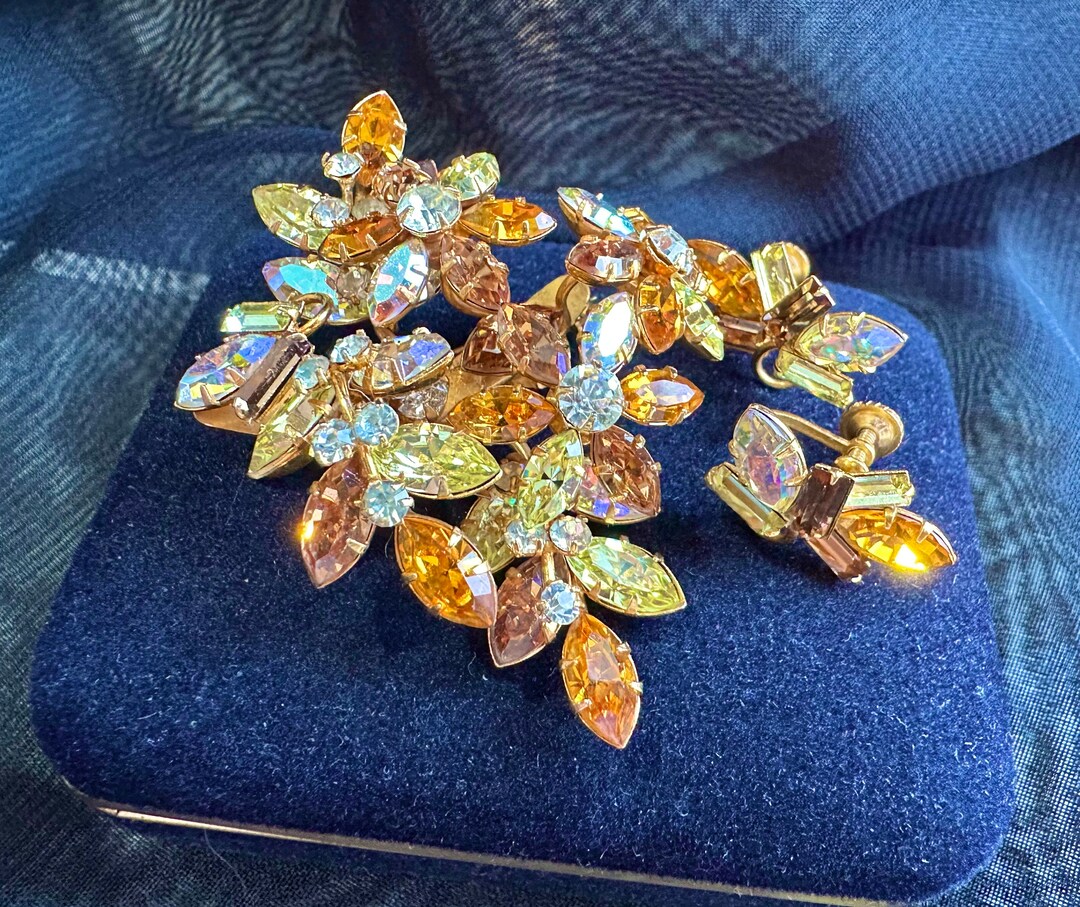 Rare Donald Simpson/jewel Crest, Blossom Demi Parure, Brooch & Earrings ...