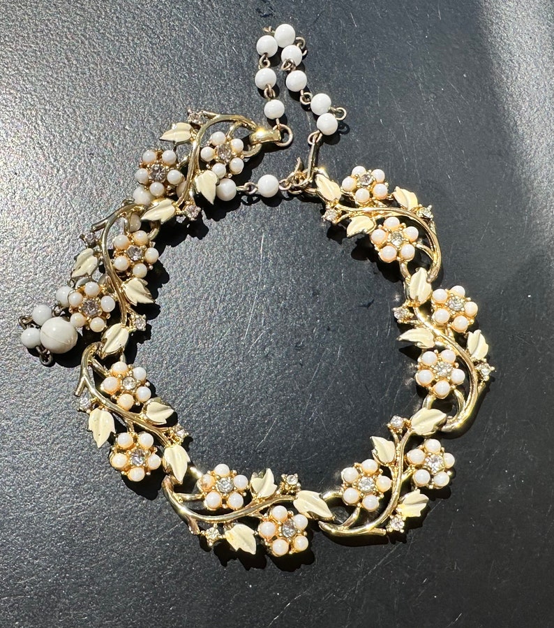 Vintage 1950's Signed Coro Enamel & Rhinestone Floral - Etsy