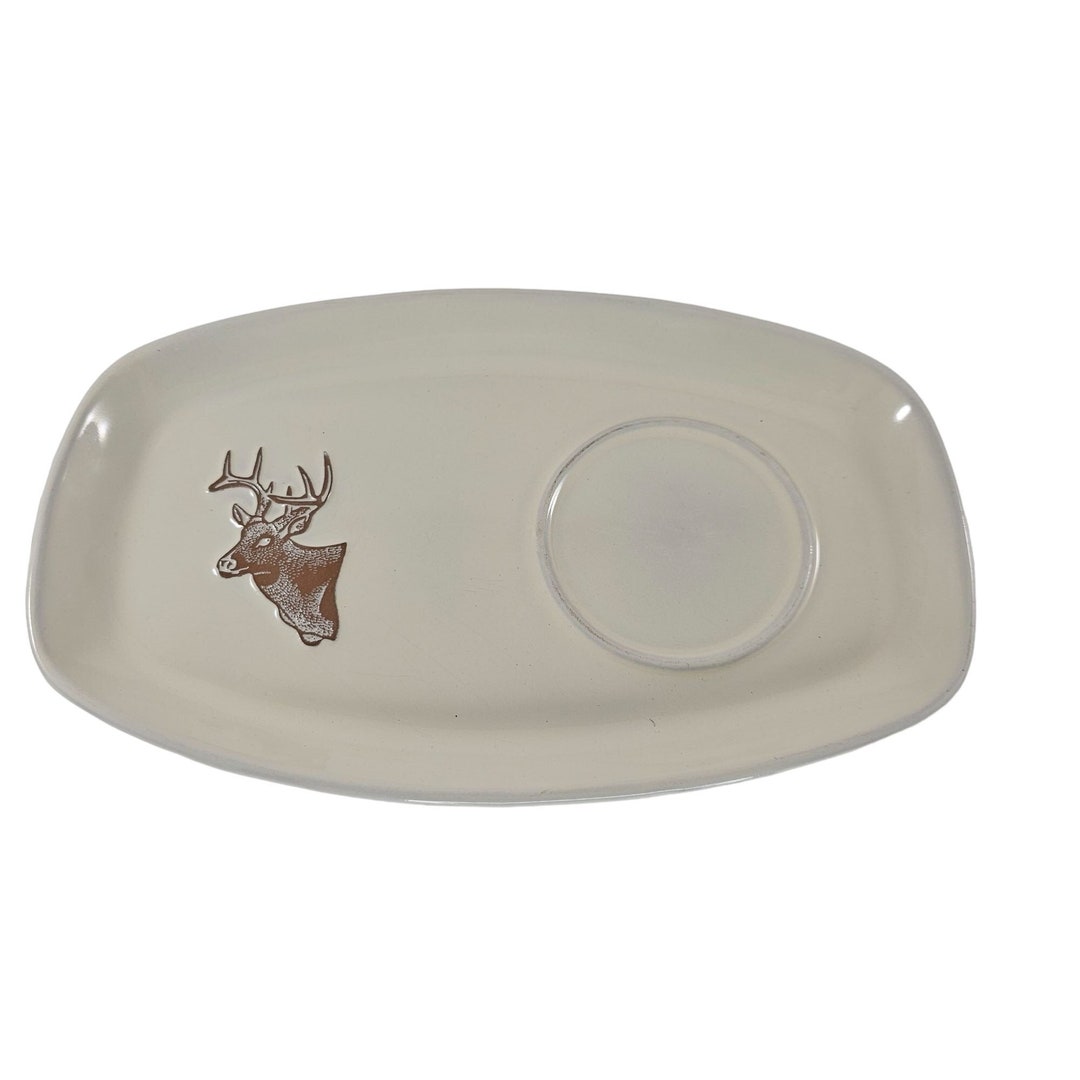Frankoma Sportsman Deer Buck Plate White Snack Sandwich Tray - Etsy